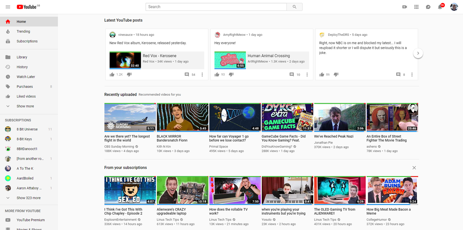 YouTube starts showing community posts on the web home page