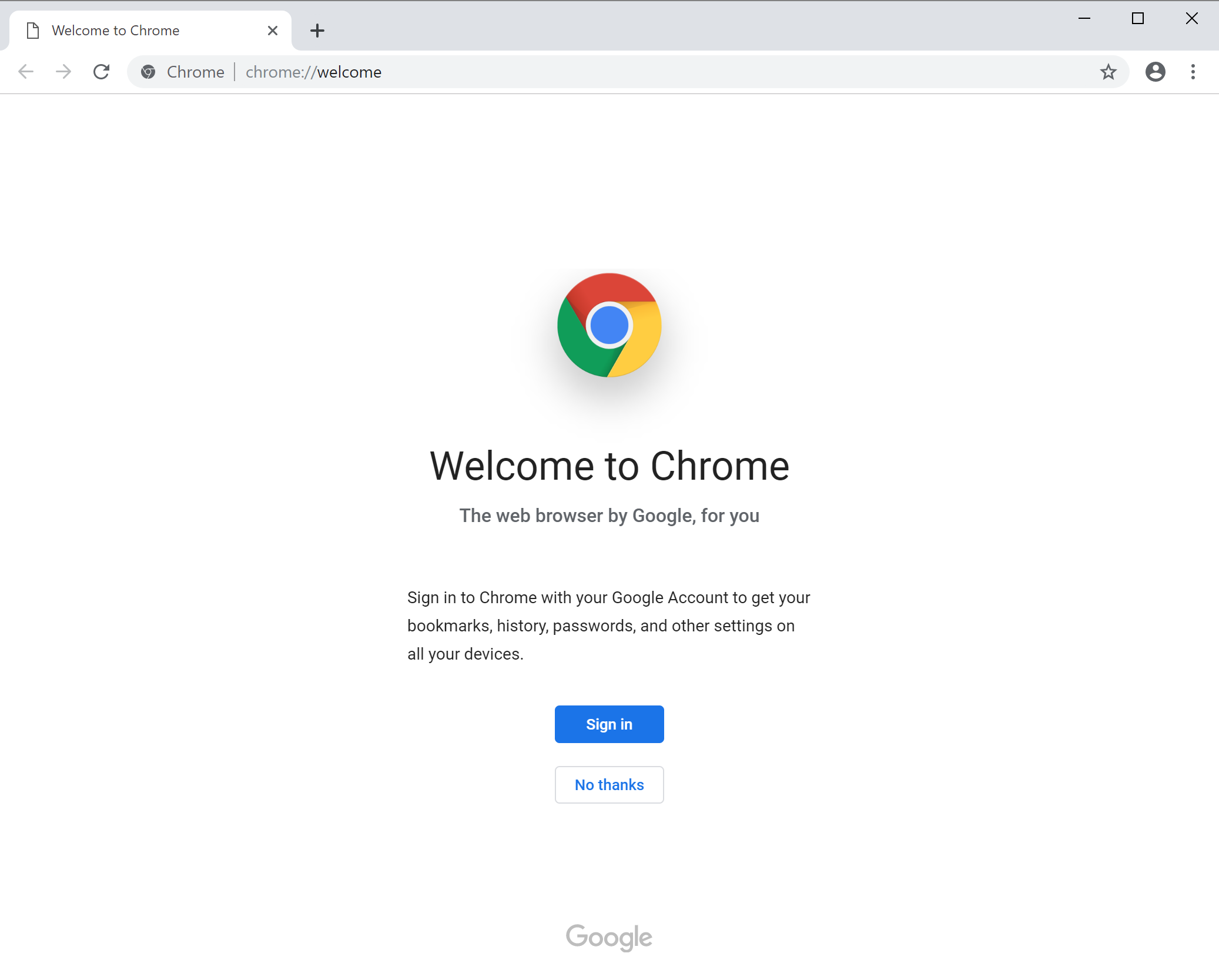 Chrome testing colorful new setup screen to welcome aboard users