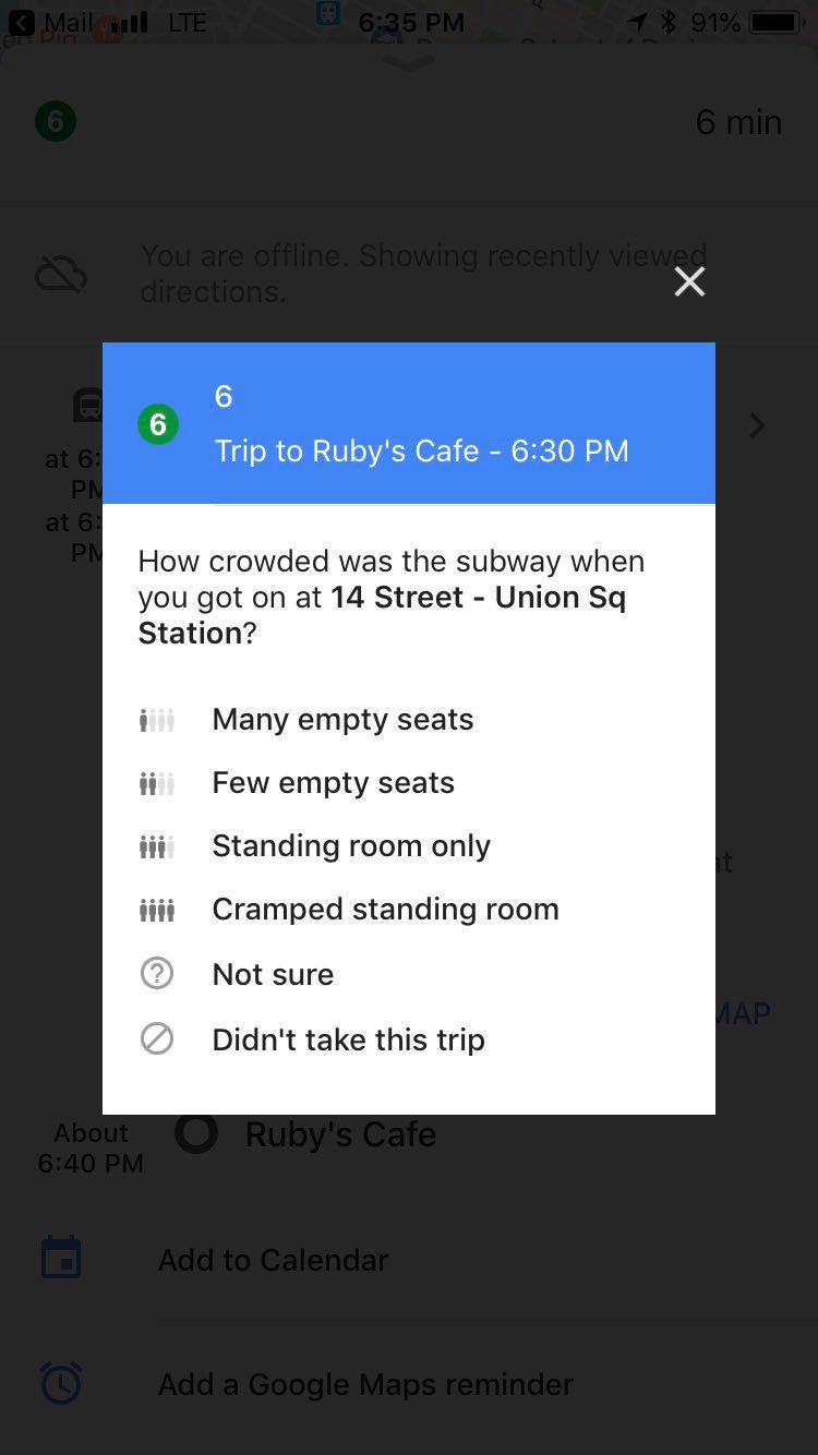 Google Maps is asking commuters how crowded their trains are