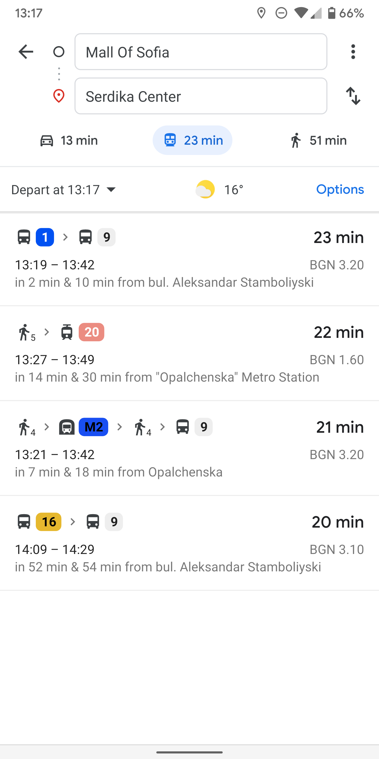 Google Maps adds support for transit directions in Bulgaria