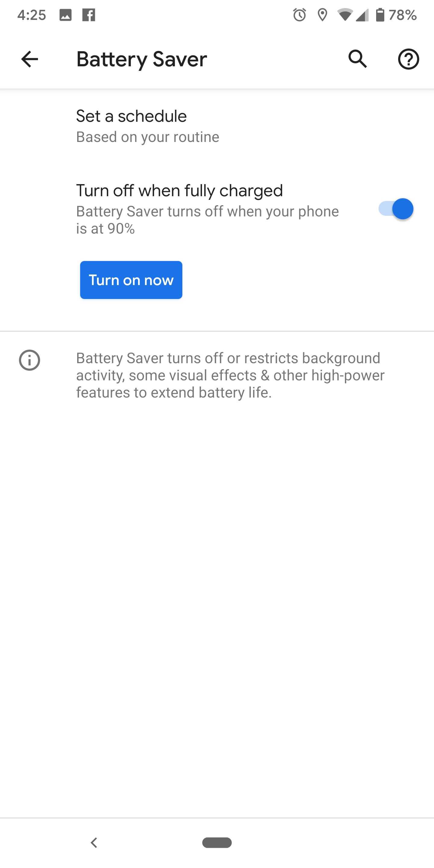 You can turn off Android Q's Battery Saver when your phone reaches 90% ...