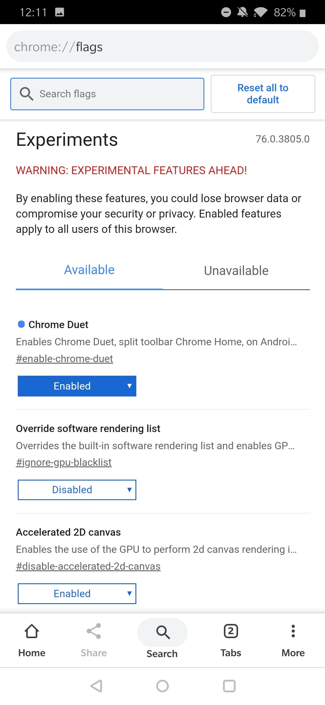 Chrome tests larger Duet bottom bar with labels, but you can disable it