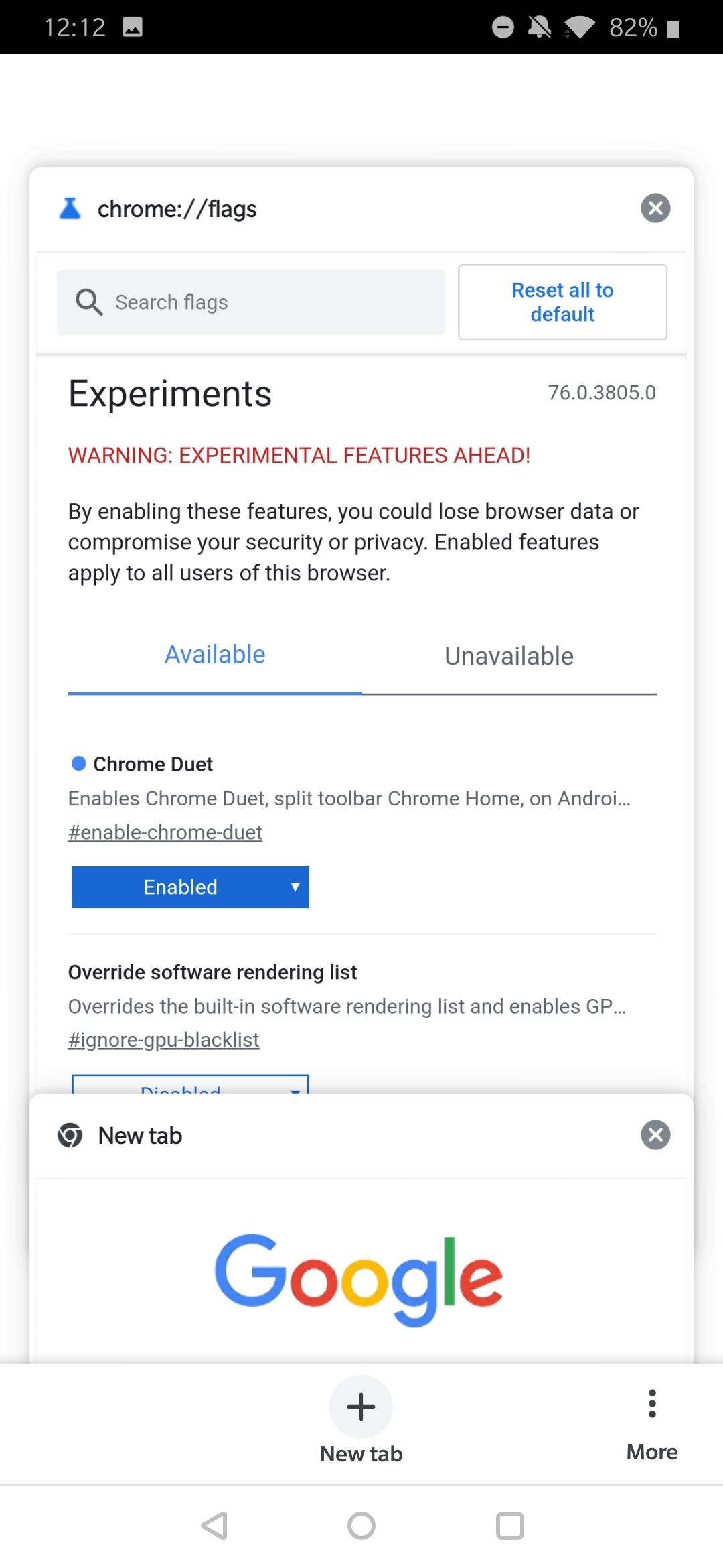 Chrome tests larger Duet bottom bar with labels, but you can disable it