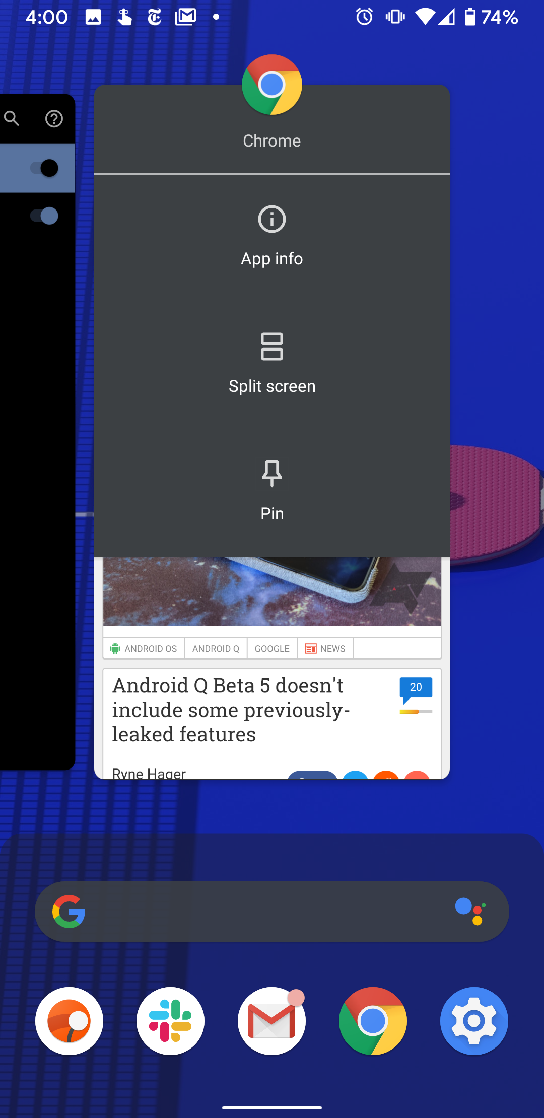 Screen pinning is now fixed and available when using gesture navigation on Android Q Beta 5