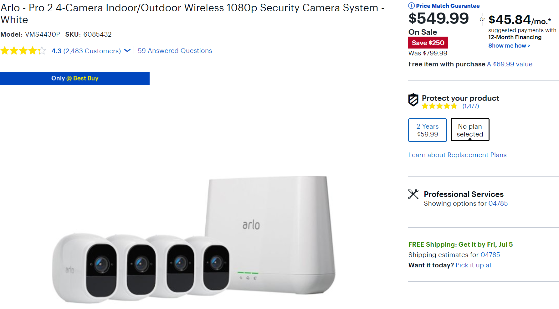 Arlo Pro 2 four-camera kit on sale at Best Buy for $550 ($250 off) with ...