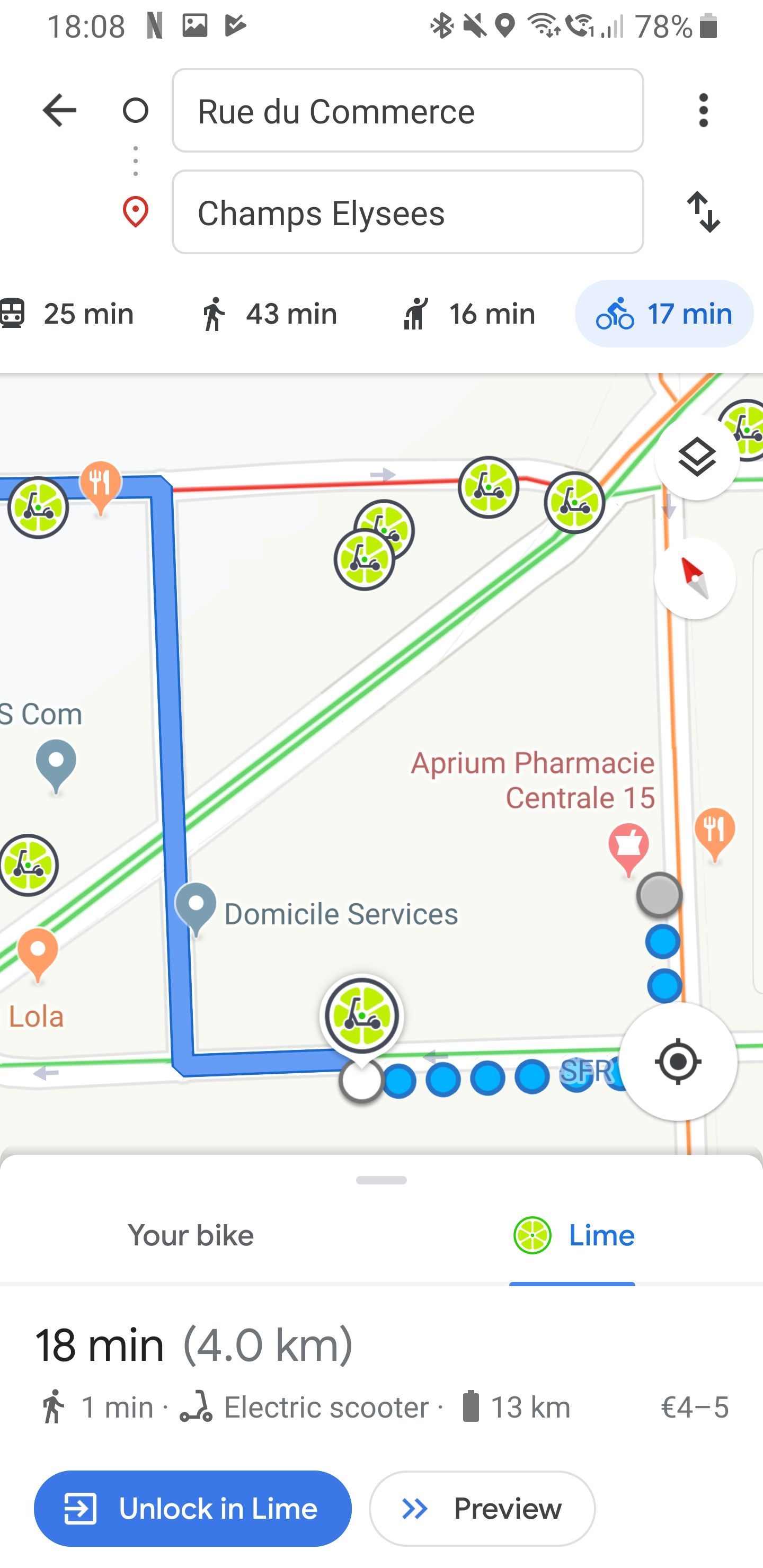 Google Maps adds Lime rides to walking and biking directions