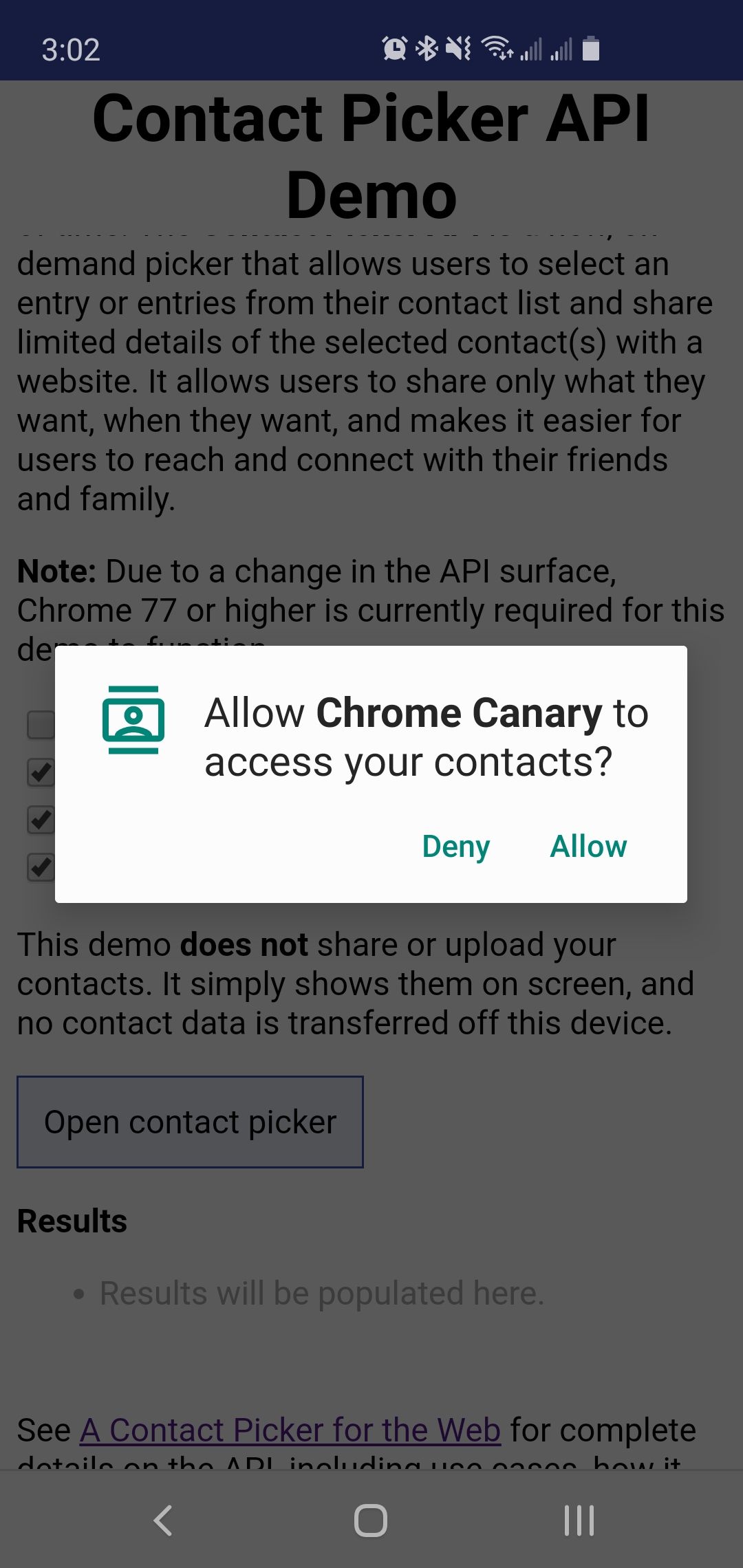 Chrome for Android now has a contact picker for web apps