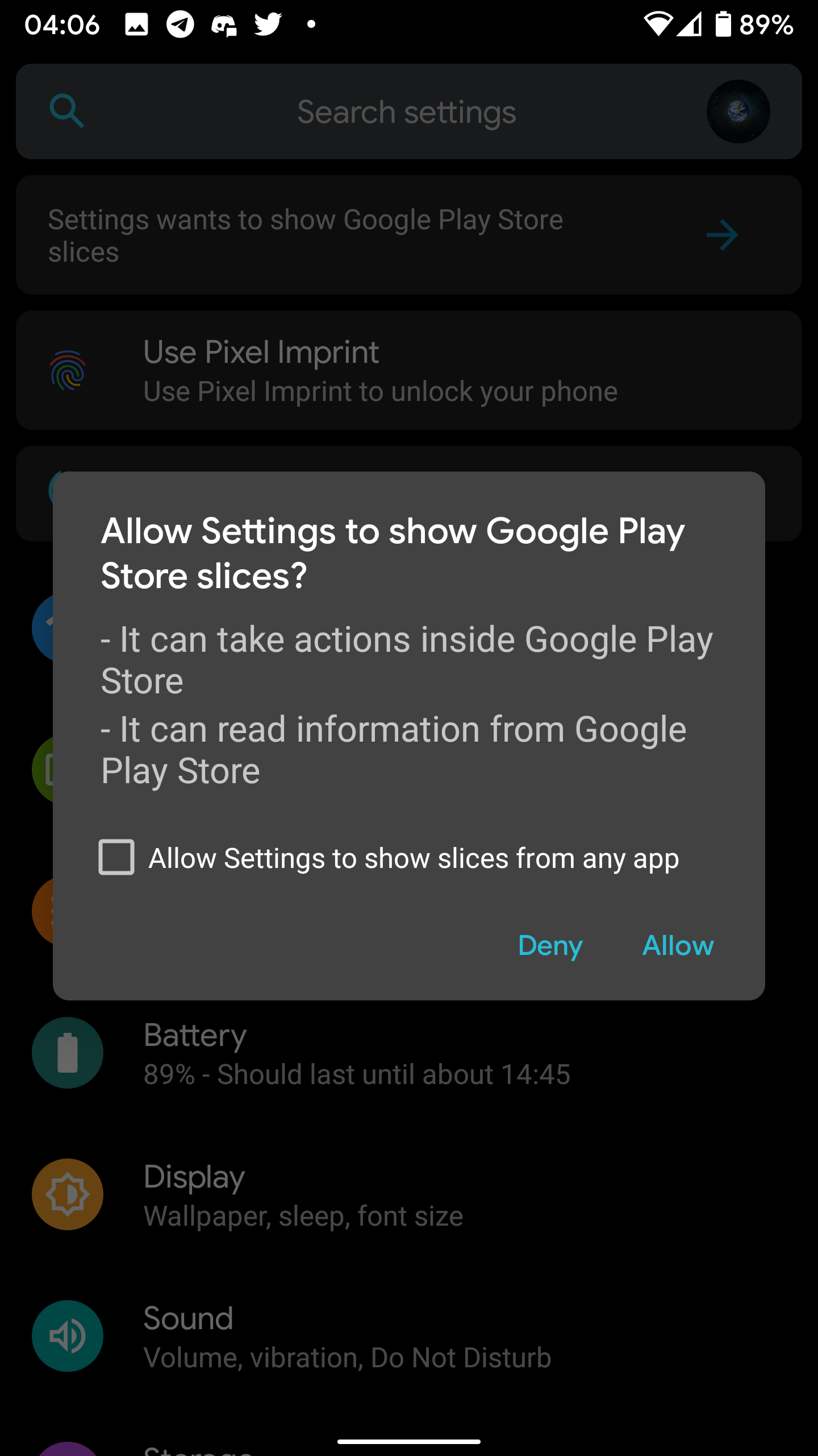 Play Store slices start showing up in Android 10's settings