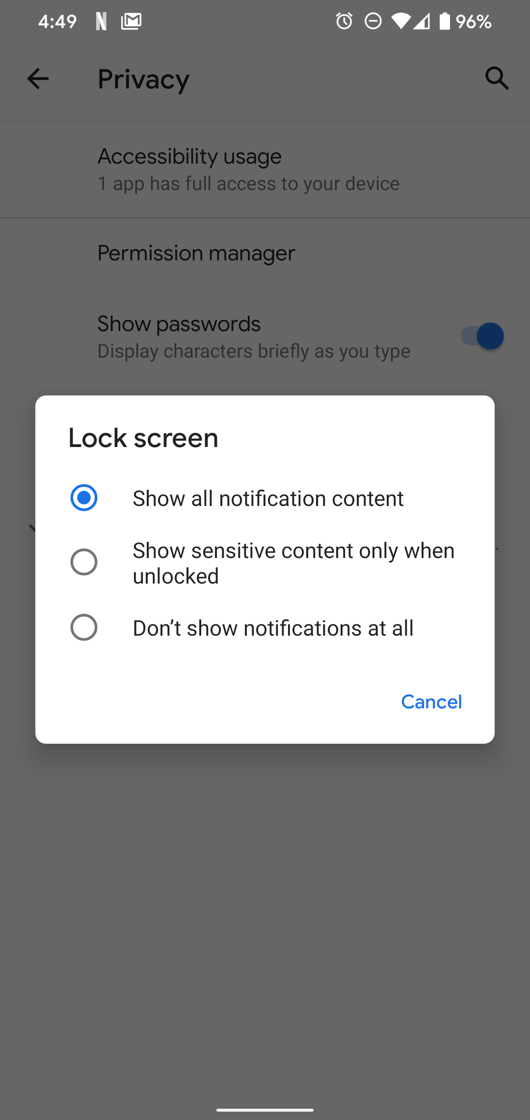 The Pixel 4 hides lock screen notifications, but you can re-enable them