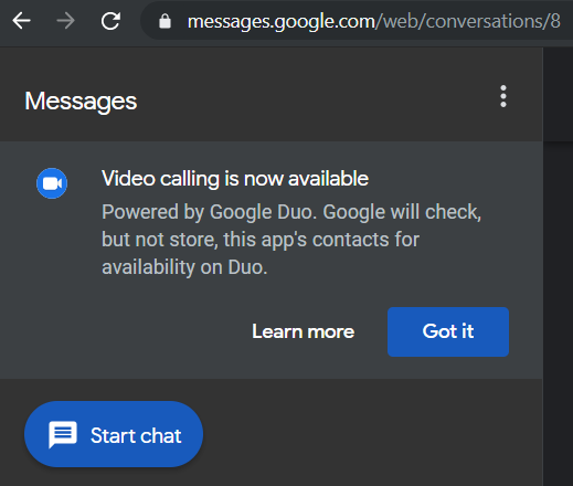 Duo video call integration spotted in Google Messages web app