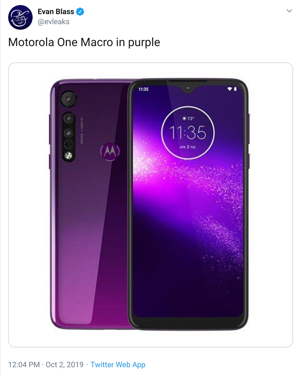 [Update: New color] Motorola One Macro details leaked from retailer