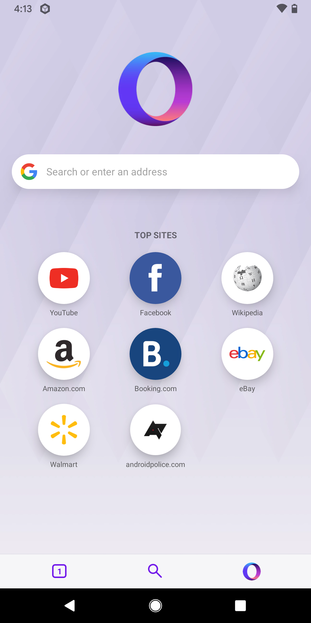 Opera Touch can now sync with Android 10's system theme