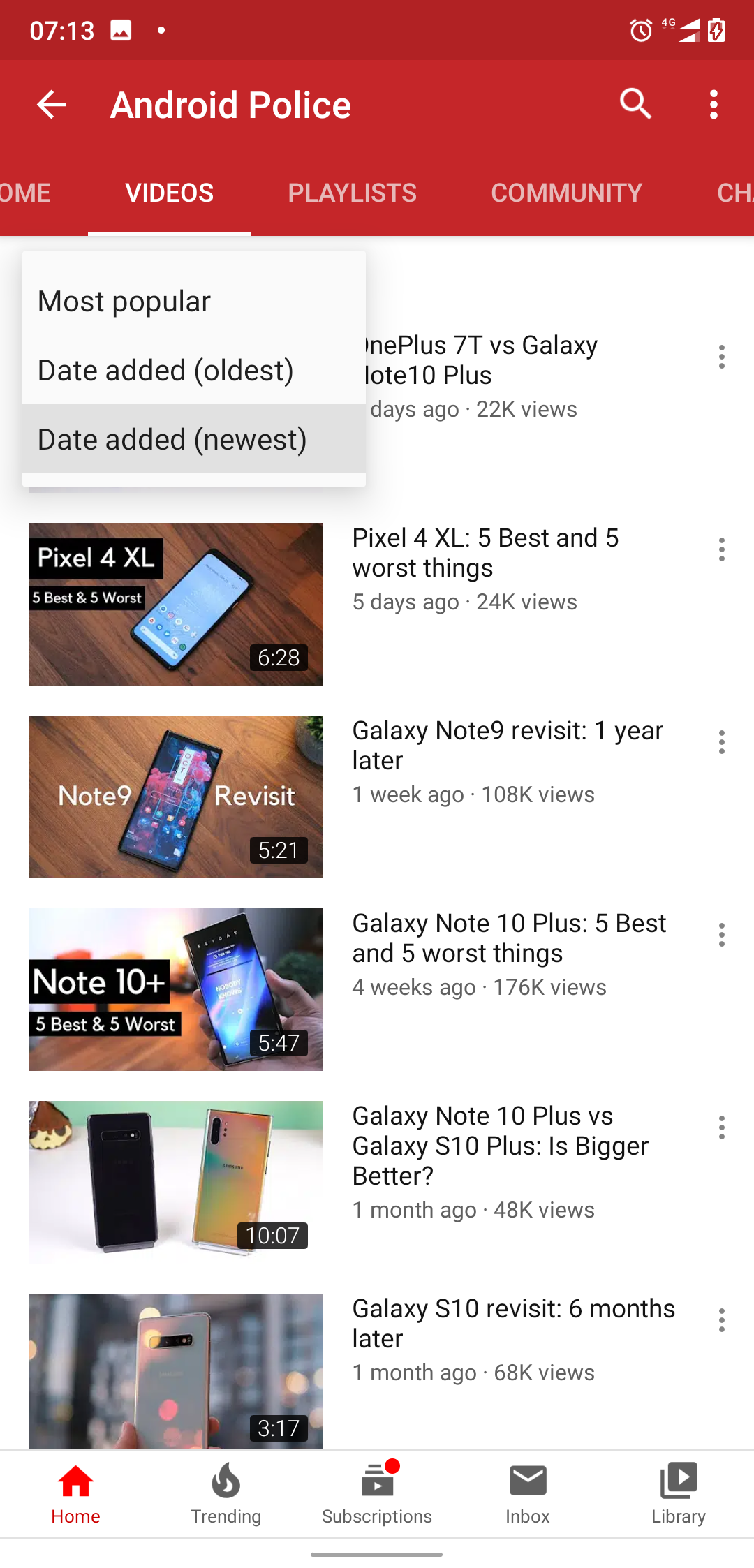 (Update: Live for everyone) YouTube app finally lets you sort channel ...