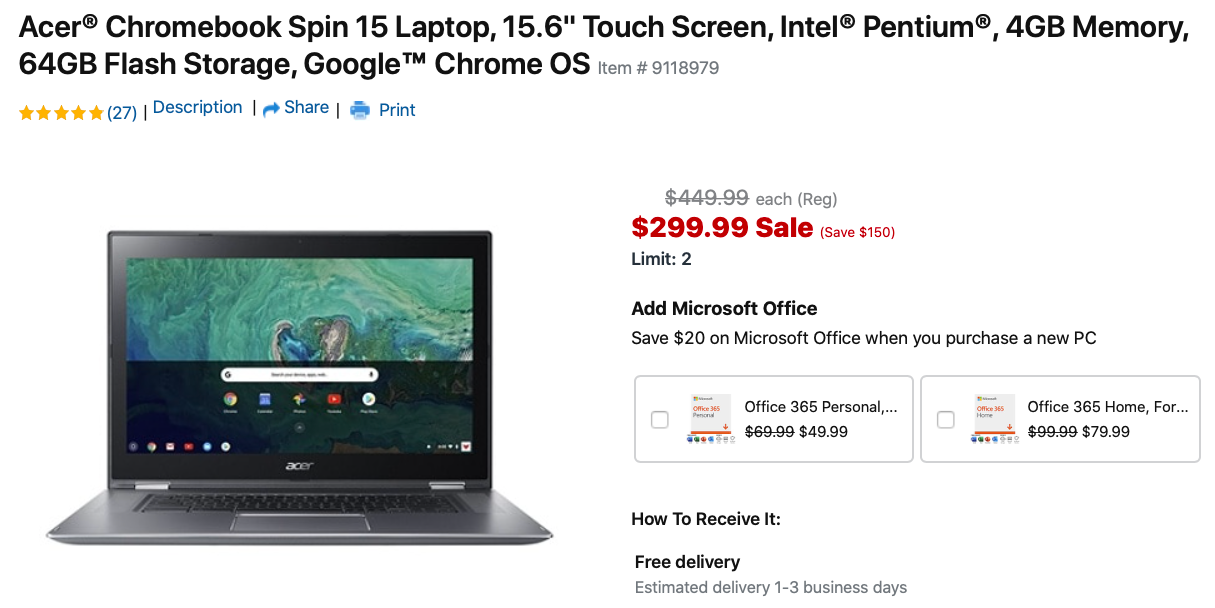 Acer's 2-in-1 Chromebook Spin 15 is only $299 on Best Buy and Office Depot