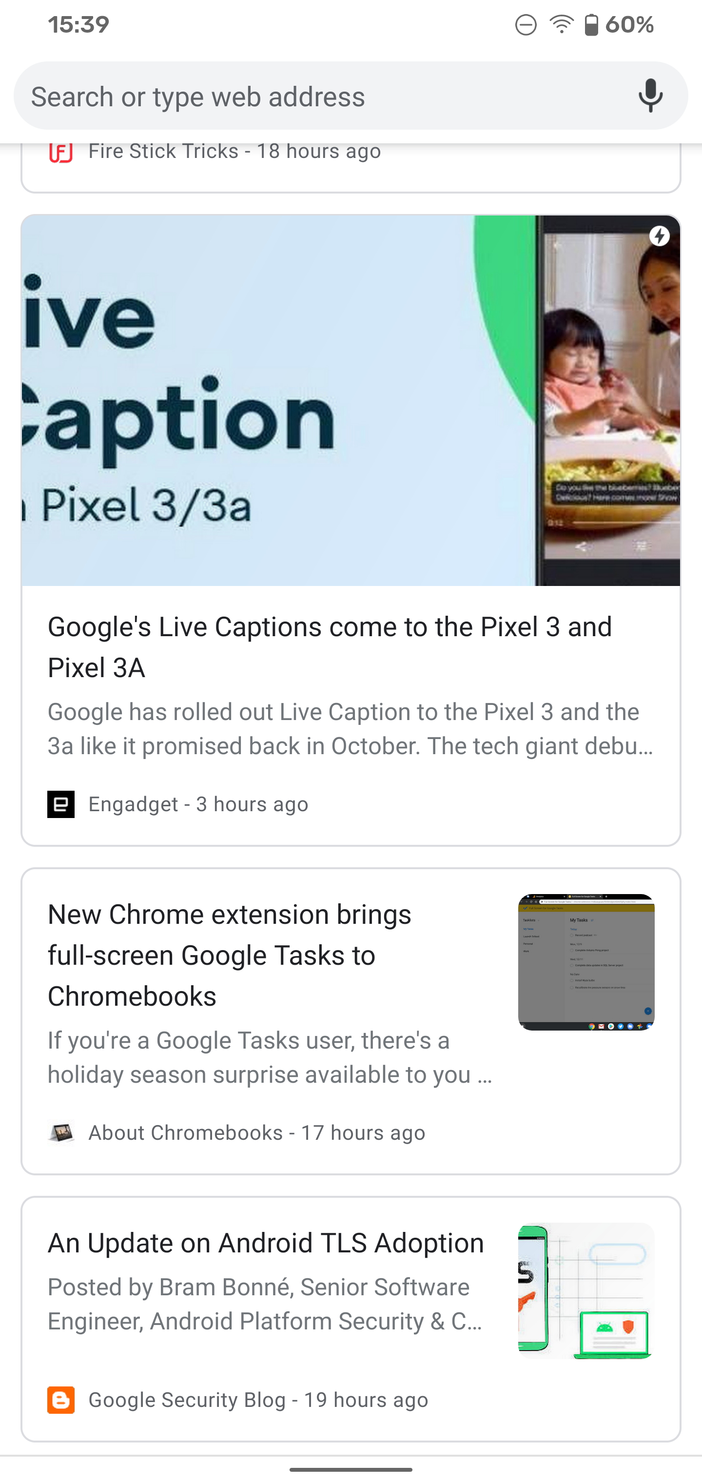 Chrome gets larger thumbnails and snippets for recommended articles on the new tab page