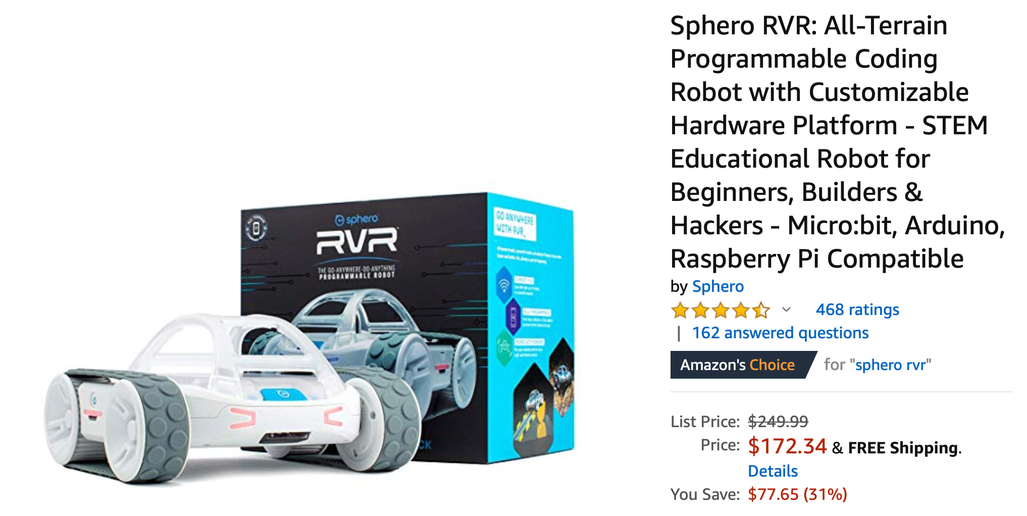 Sphero RVR, the programmable all-terrain robot, is $172 ($78 off) at Amazon (Update: Even cheaper)
