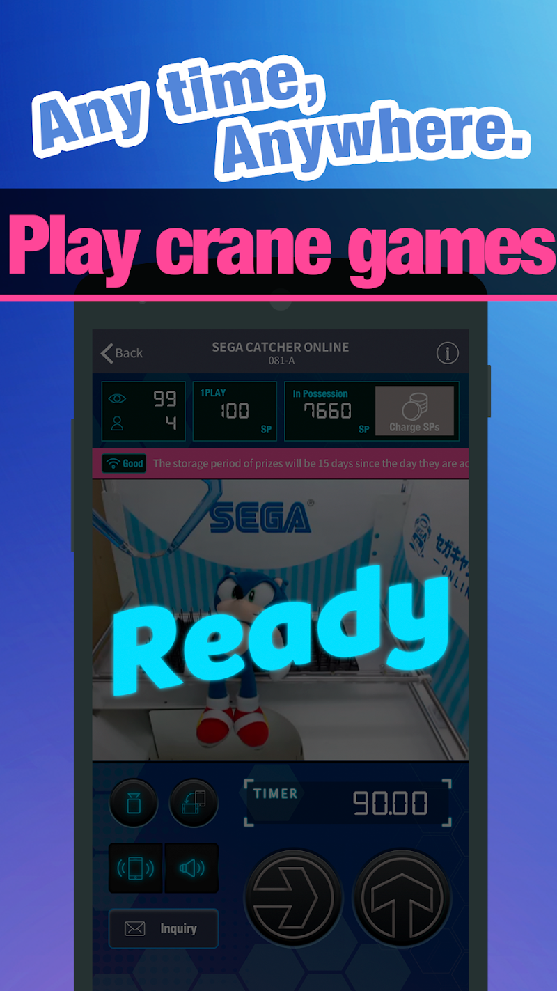 Sega Catcher Online lets you play a claw machine remotely from your phone