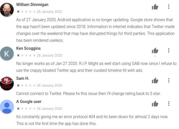 TweetCaster stops working entirely, developer says Twitter broke it ...