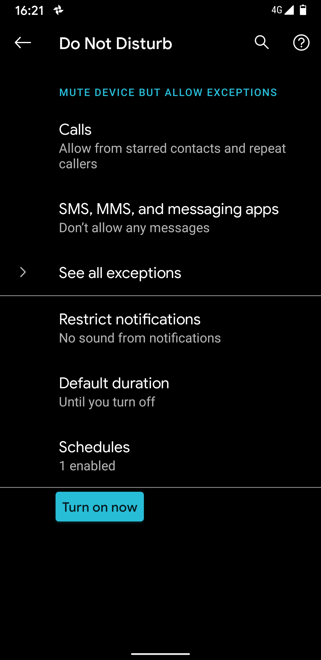 Android 11 reorganizes everything in the Do Not Disturb settings menu