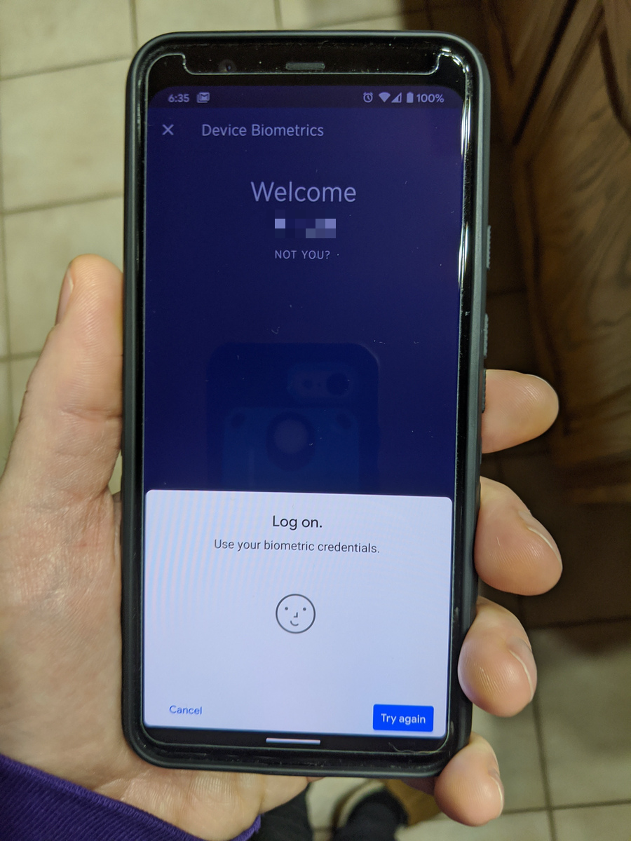 USAA has updated its app to support Android 10's biometric face unlock