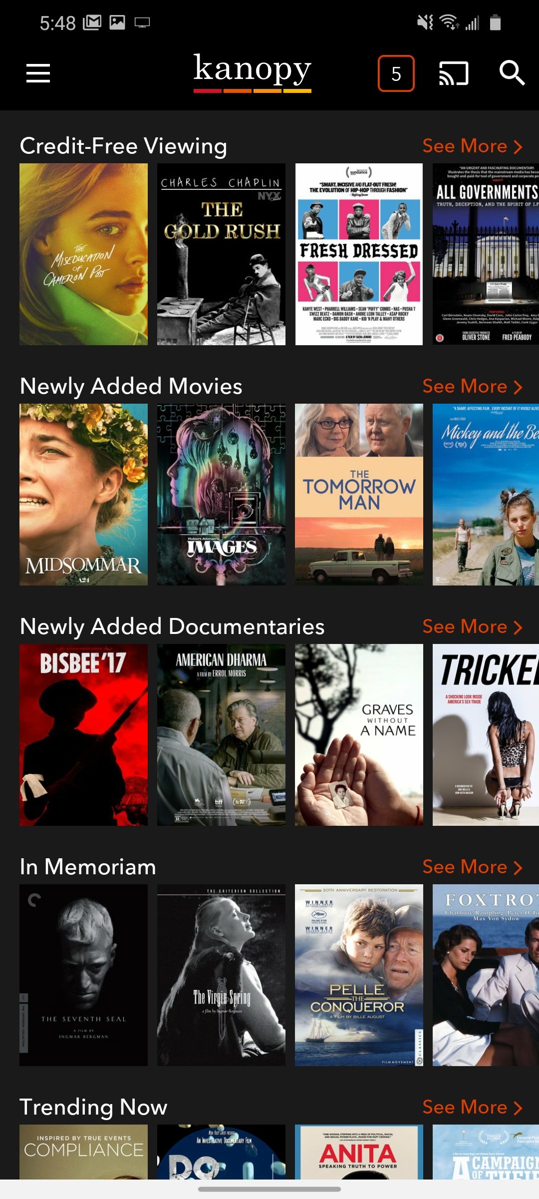 This app gives you free access to tons of movies via your local library