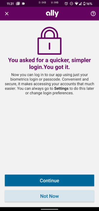Ally Mobile now supports biometric face unlock on the Pixel 4