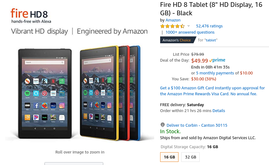 Amazon's Fire HD 8 tablet is $50 for today only