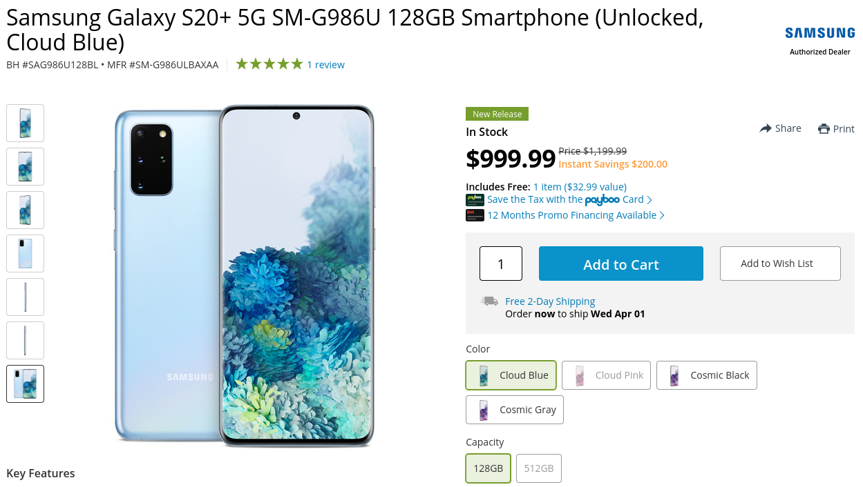 Unlocked Samsung Galaxy S20 and S20+ are $200 off at Amazon, starting ...