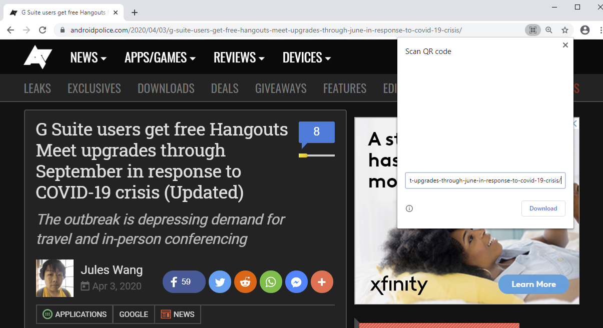 Chrome QR-code sharing feature goes live in Canary (with a little dino ...