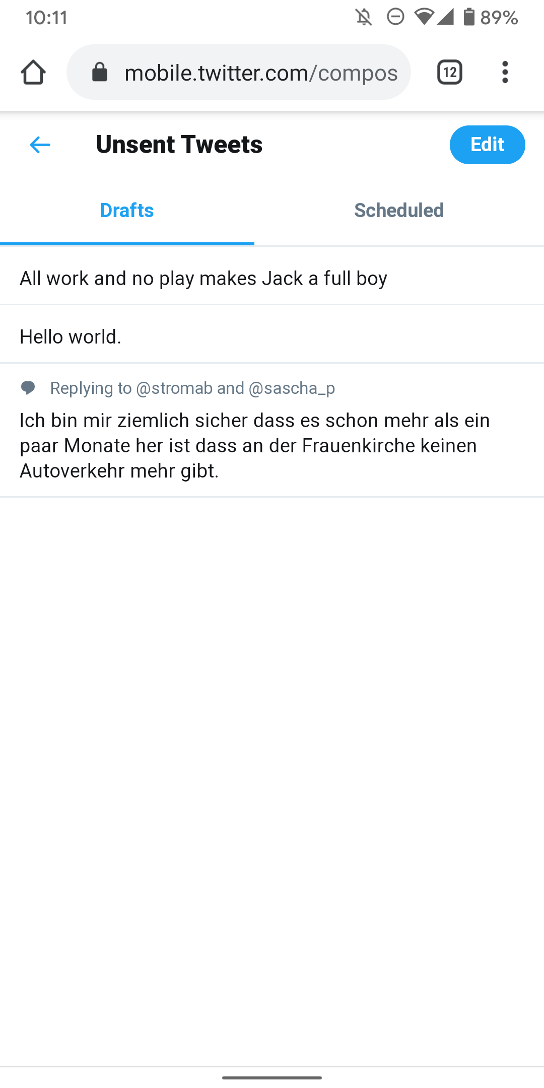 The Twitter web app now lets you save drafts and schedule tweets