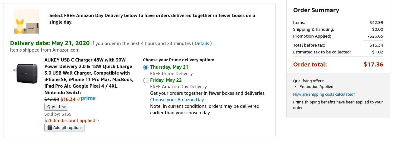 Snag an Aukey 48W charger with USB-C PD 2.0 for only $16 with coupon ...