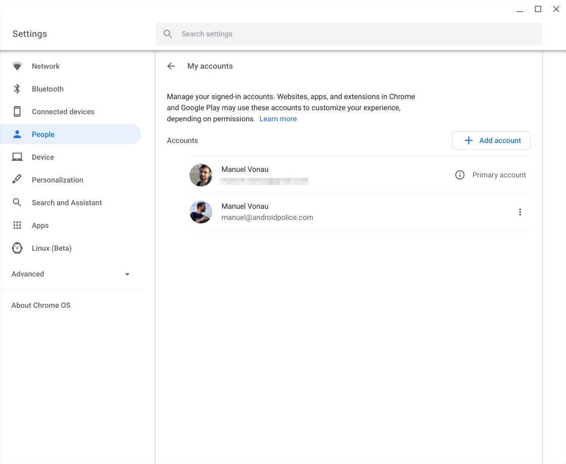 How to use multiple Google accounts on a Chromebook