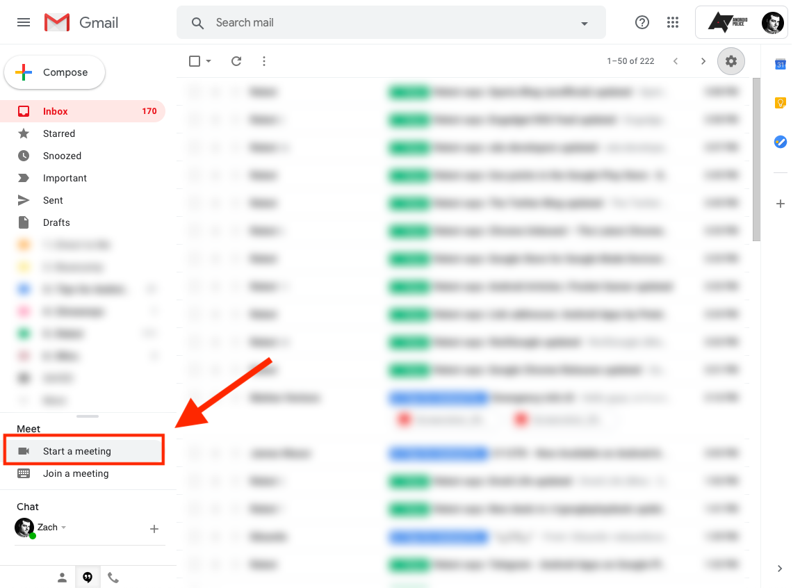 How to start or join a Google Meet session from Gmail