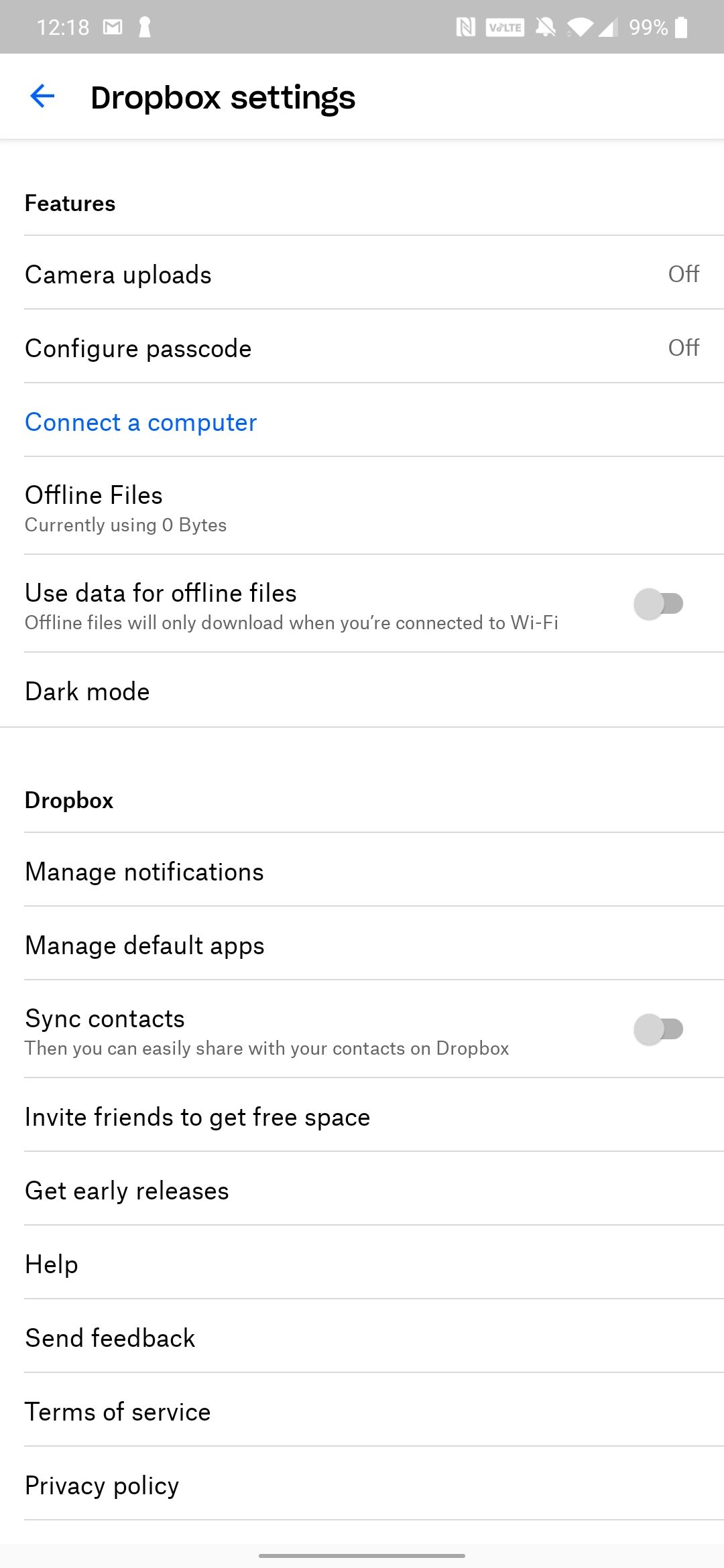 Dropbox turns off the lights with new dark mode for Android