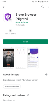 Brave Browser Nightly releases are now available on the Play Store