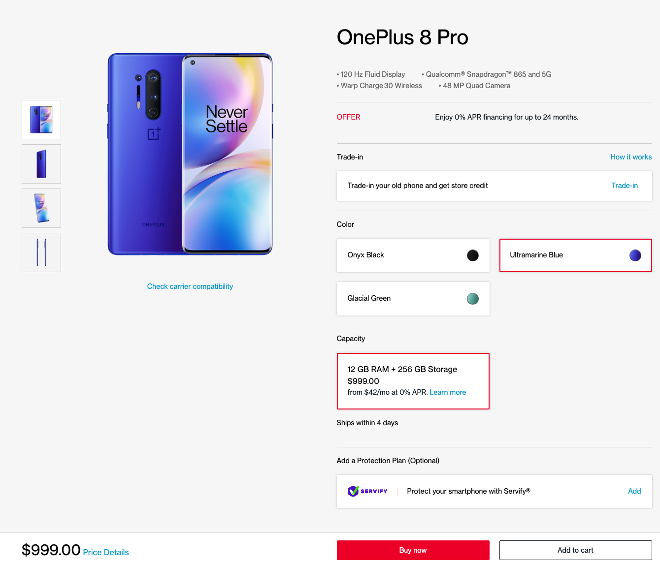 OnePlus 8 Pro is finally back in stock at the OnePlus store