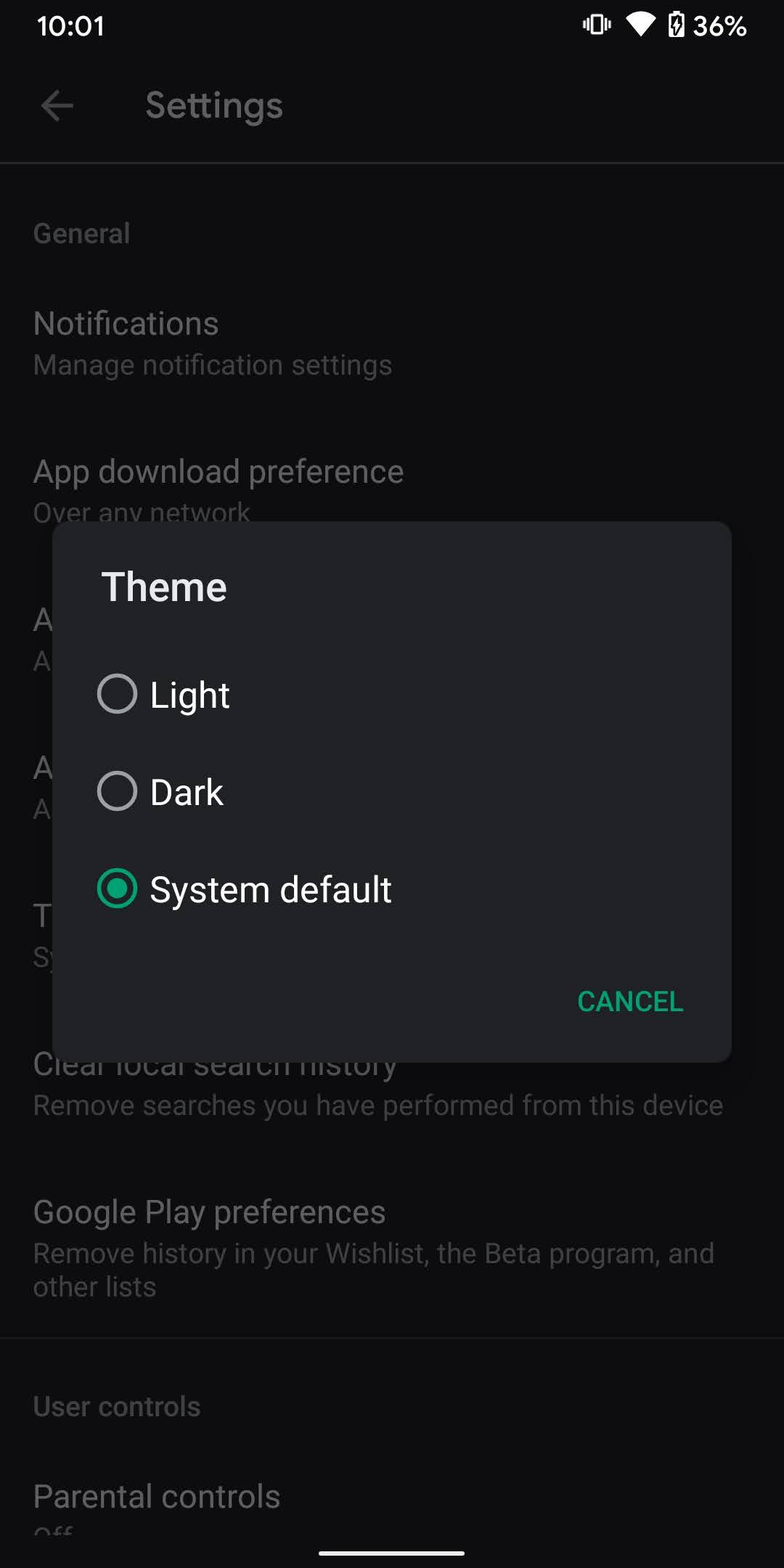 How to activate dark mode in the Google Play Store app