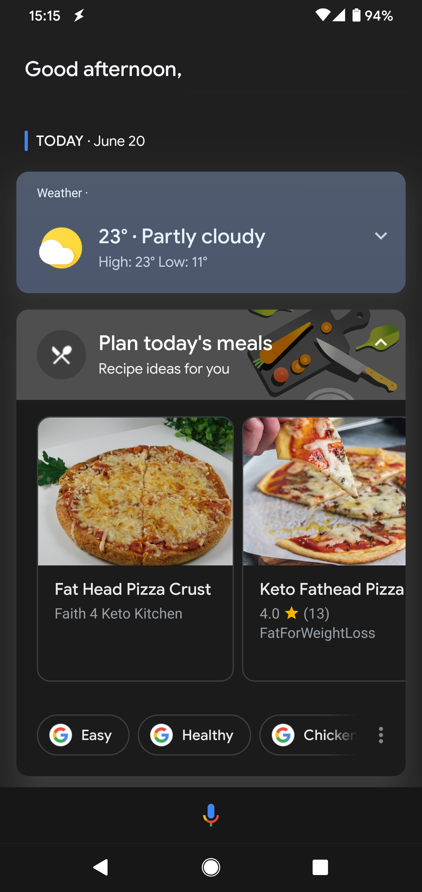 Google Assistant's visual snapshot now includes recipe suggestions