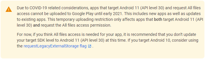 Android 11 apps won't have full storage access until 2021