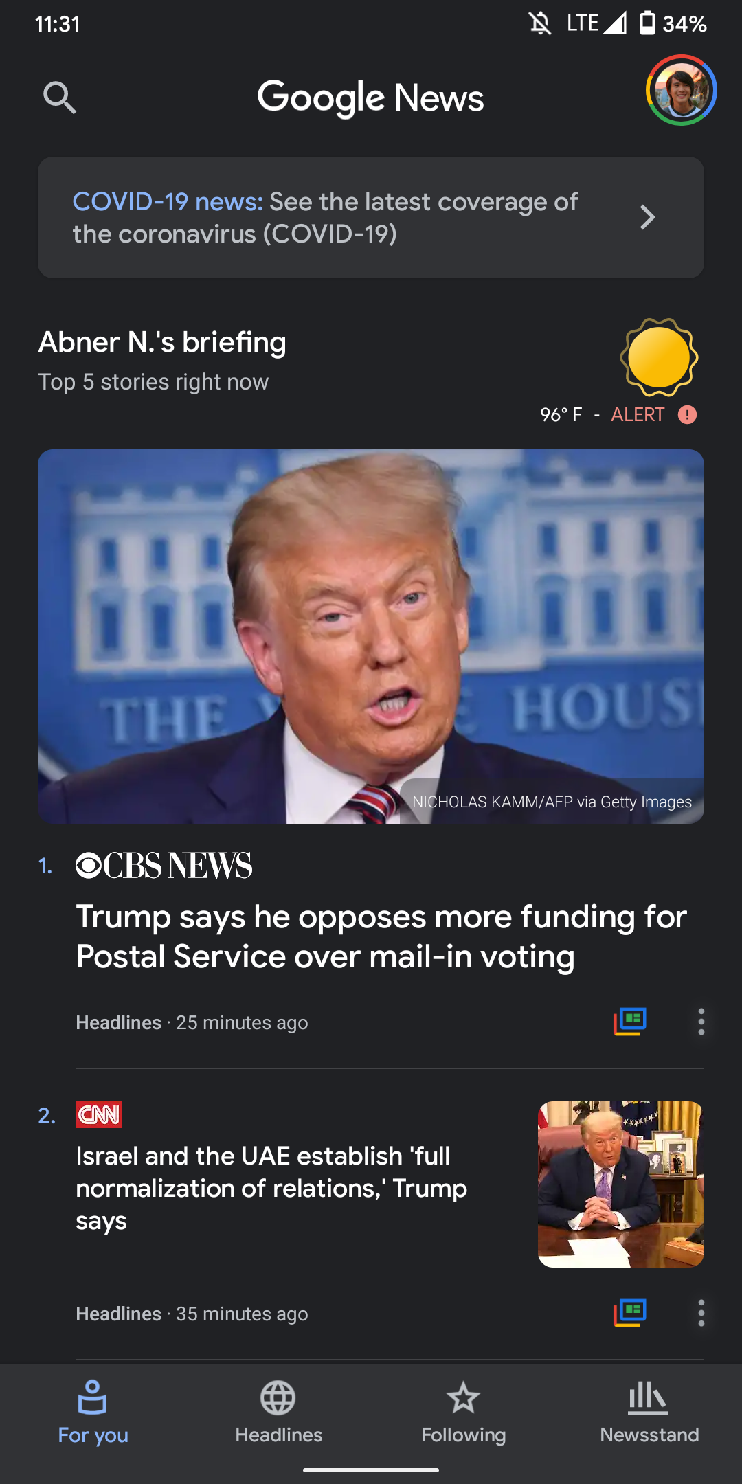 Google News now displays severe weather alerts in your briefing
