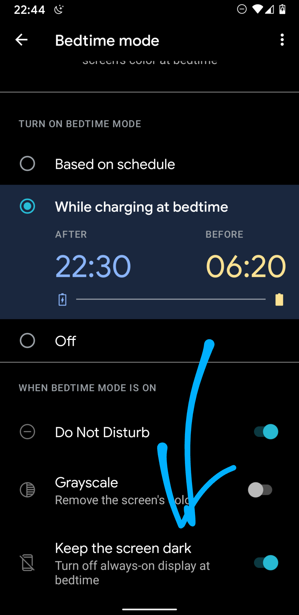 Digital Wellbeing's bedtime mode tests disabling always-on display