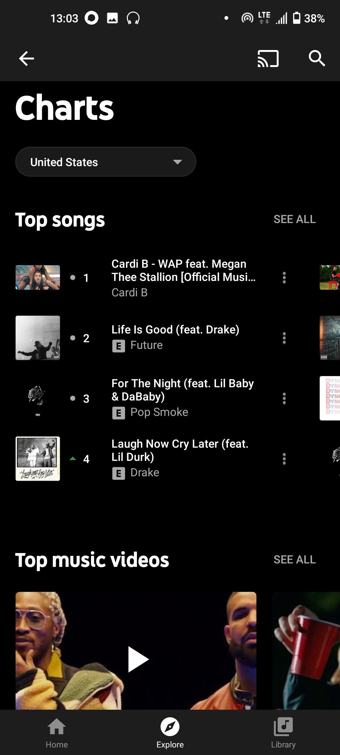 YouTube Music begins charting music videos and artists in 57 countries