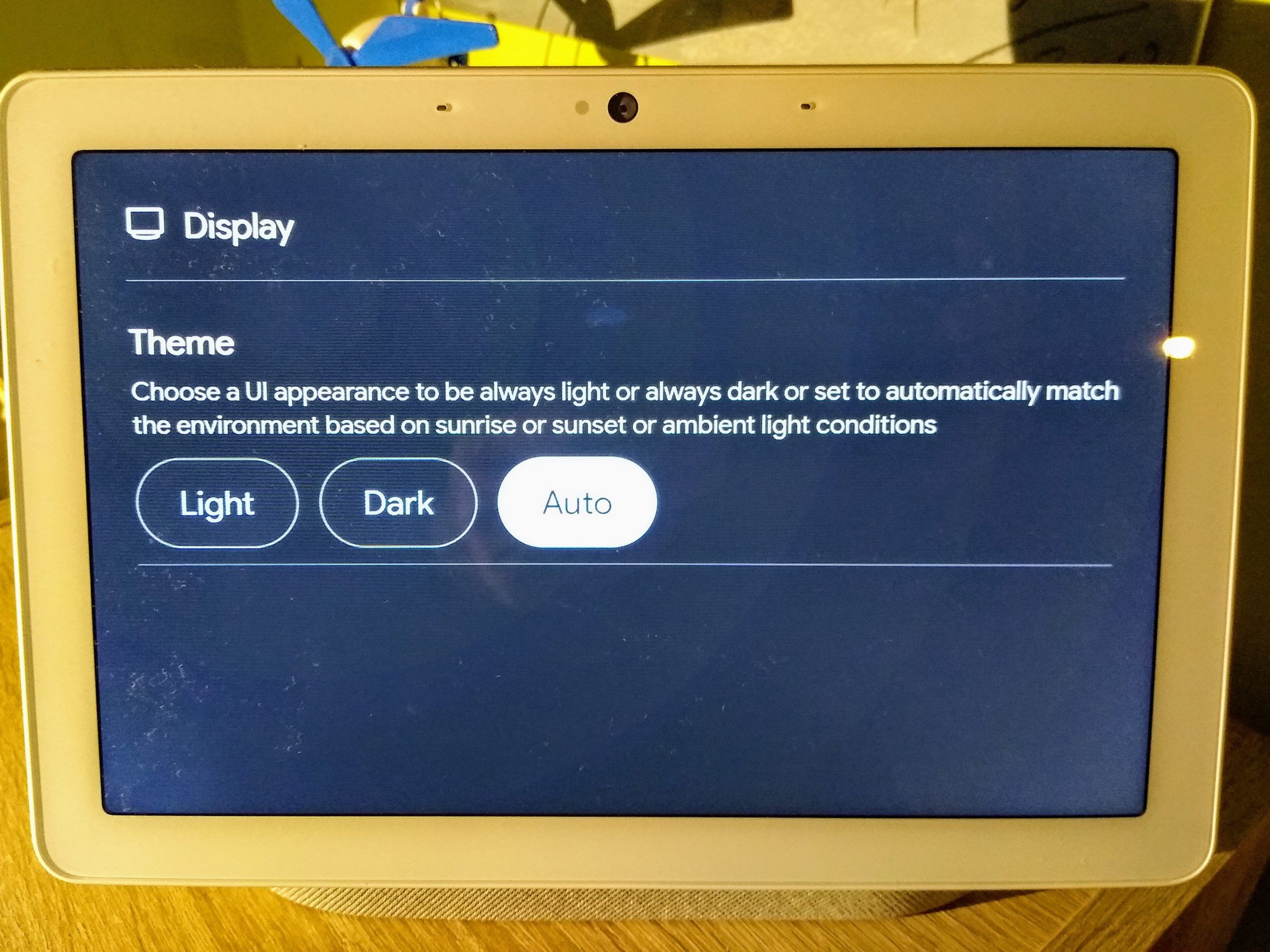 This is our first sneak peek at dark mode on the Google Nest Hub Max