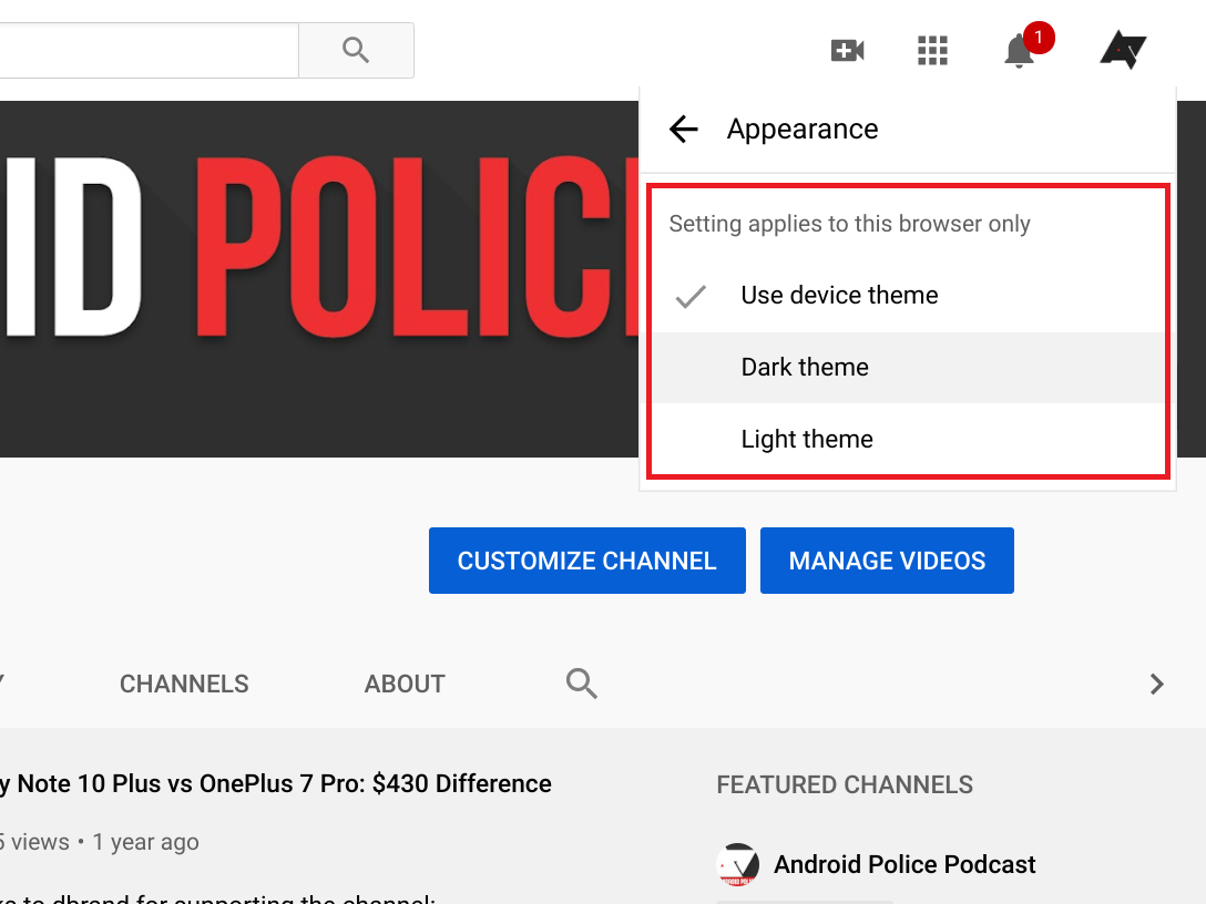 YouTube web’s dark mode can now match your browser’s theme