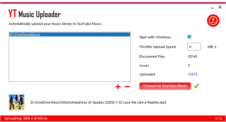 Check out this third-party YouTube Music uploader for Windows
