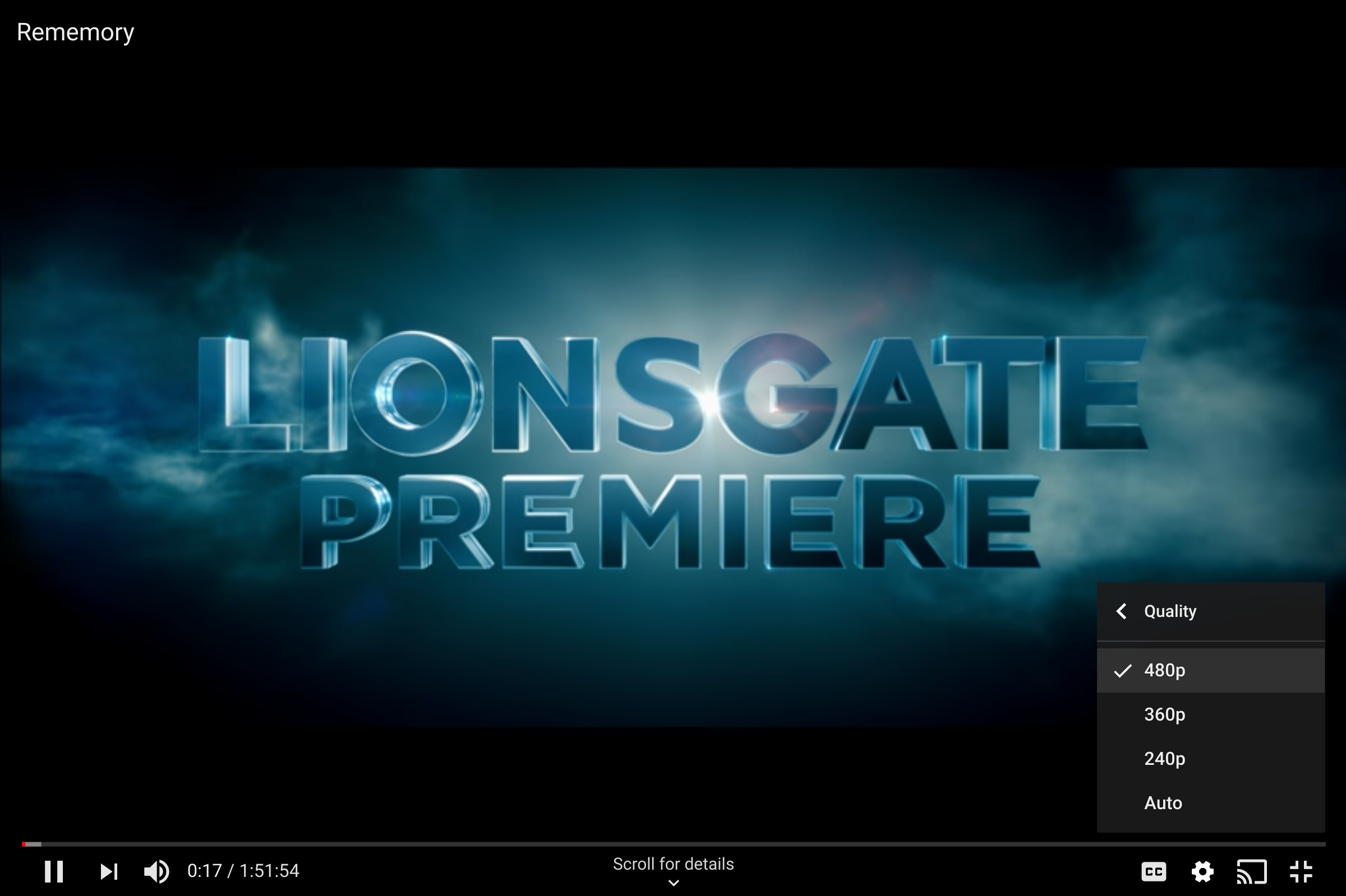 Your movie purchases from Google can only be played in 480p on the web ...