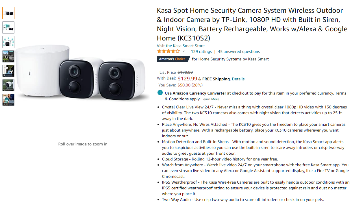 Grab a Kasa Spot security camera 2-pack for $130 ($50 off) from Amazon