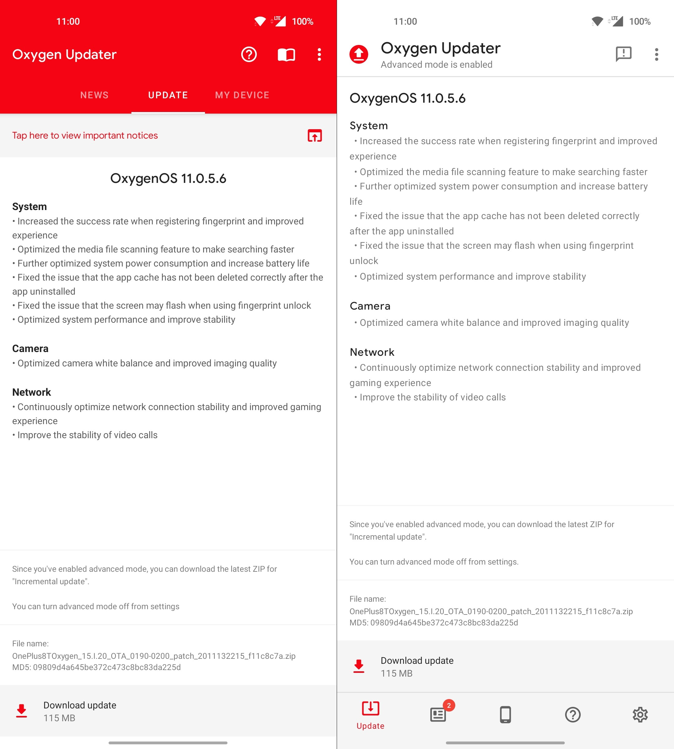 Oxygen Updater’s major design makover with bottom tabs is going stable