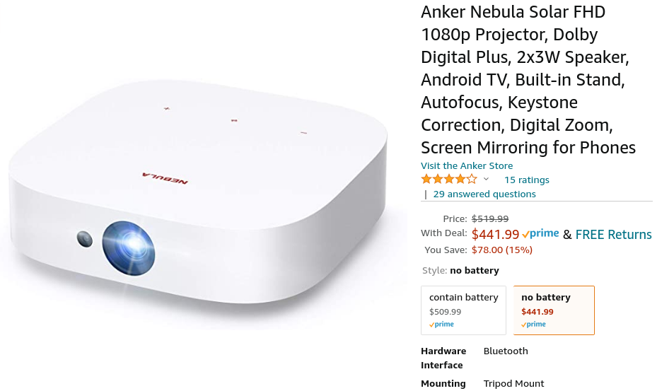 Get an Anker Nebula Solar projector with Android TV for $442 ($78 off)