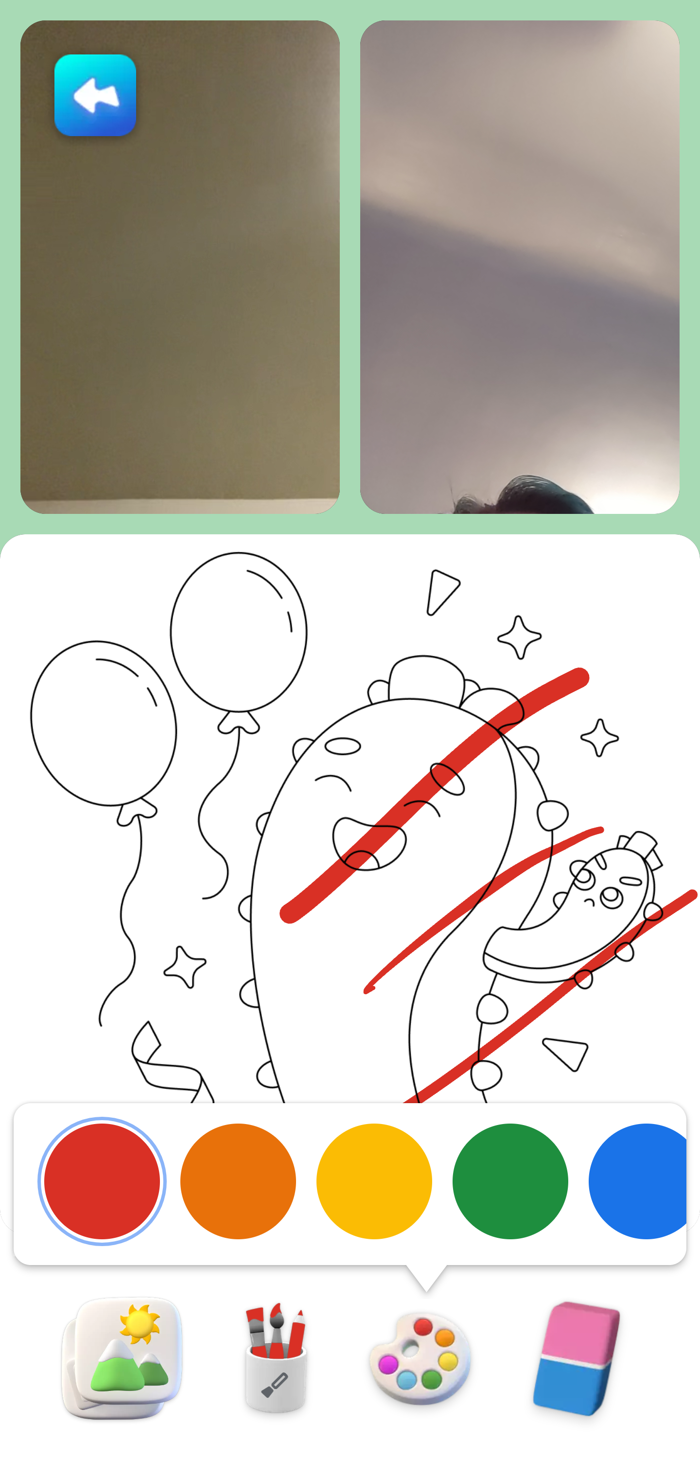 Color in a sledding penguin with new Google Duo doodle drawings